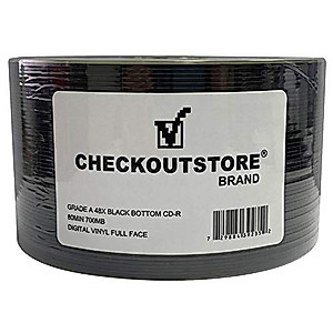 CheckOutStore 48x Black Bottom CD-R 80min 700MB Digital Vinyl Full Face (Pack of 100)