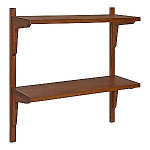 Kate and Laurel Meridien Mid-Century Wall Shelves, 24" x 8" x 24", Walnut, Transitional Wall Decor and Storage