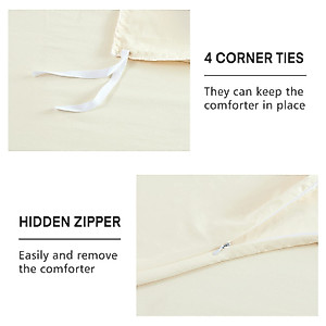 JML Duvet Cover , Ultra Soft 100% Washed Microfiber 3 Pieces Bedding Duvet Cover Set and Breathable Solid Color Duvet Cover Set