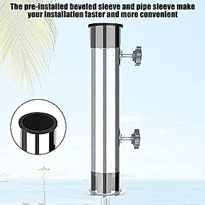 Outdoor Patio Umbrella Base Stand, Stainless Steel Patio Umbrella Stand Marble Flag Pole Holder Heavy Duty Granite Umbrella Stand for Yard, Garden, Deck, Backyard and Balcony (for Dia.1.25"-1.9")