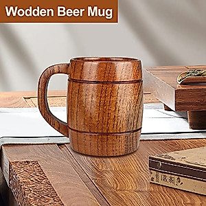 Wooden Beer Mug Best Wood Drinking Cup Viking Mug Wooden Tankard Beer Glass Stein Tea Cup Barrel Mug for Men Women Coffee Mug Gift