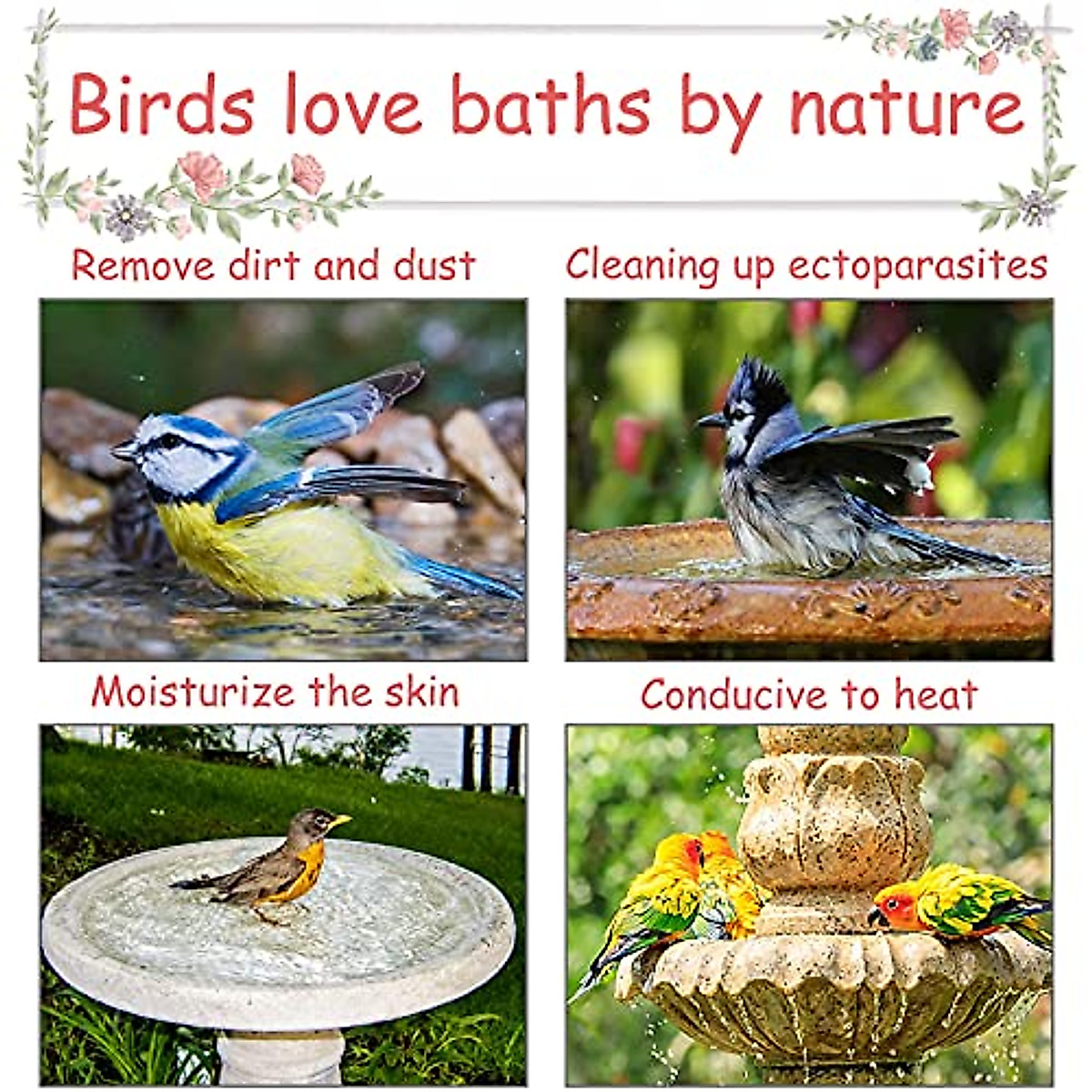 Bird Bath Tub,Hanging Bathtub Bird Cage Supplies with Hooks,Water Shower Transparent Box Food Feeder Holder Tray for Small Birds, Canary, Budgies,Parrot 13X14X13cm