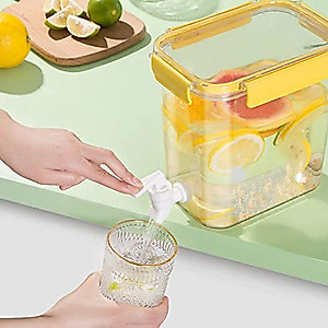 Elsjoy 2 Pack Plastic Drink Dispenser with Spigot, 1 Gallon (3.5 L) Beverage Dispenser Cold Drink Container for Iced Tea, Lemonade, Fridge, Bar, Party, Lock Lid