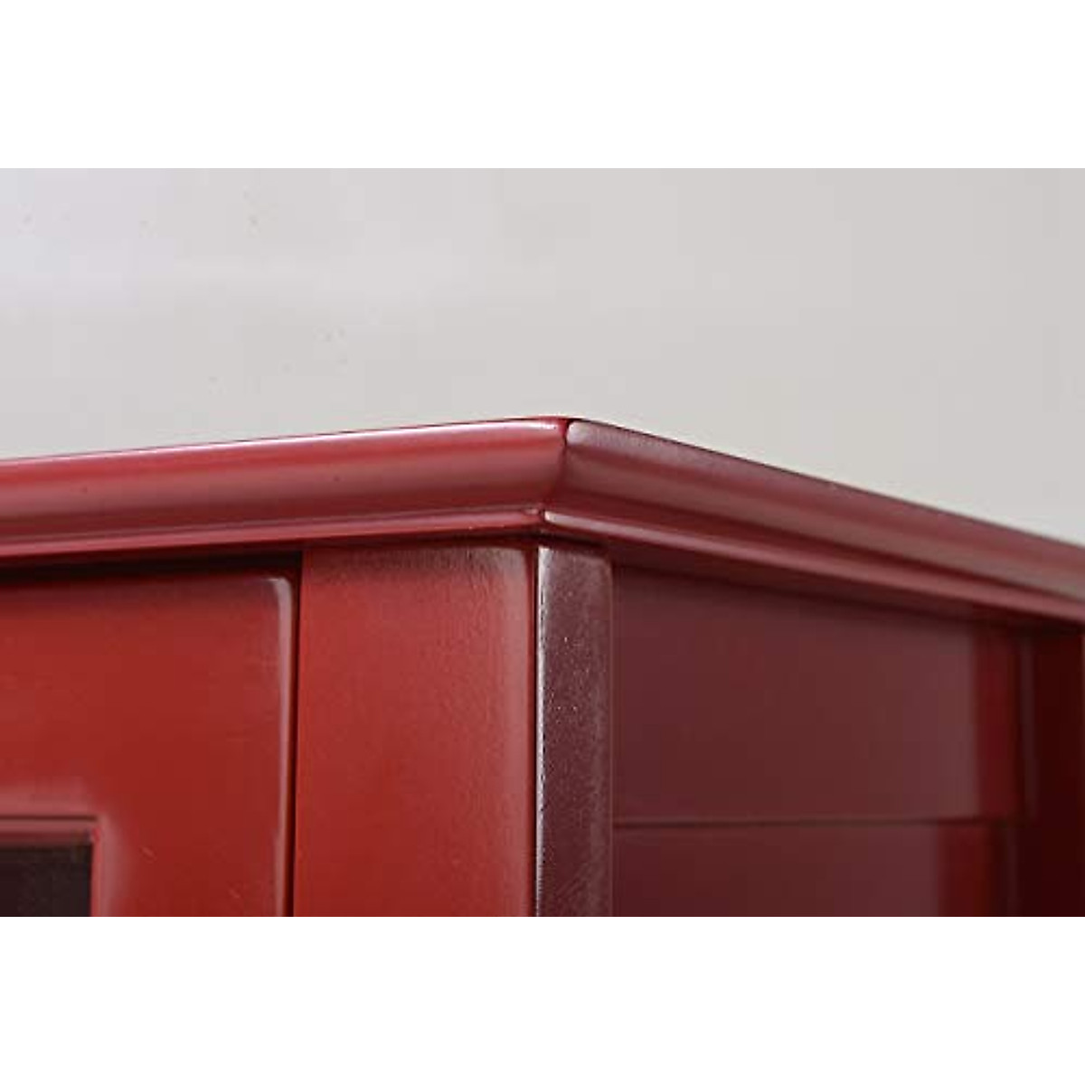 American Furniture Classics OS Home and Office Accent and Display Cabine Glass Door Cabinet, Red Paint