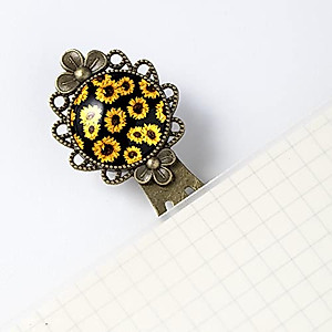 Sunflower Flowers Pattern Metal Bookmark Ruler, Bronze Book Mark Retro Bookmark for Student, Kids, Teacher, Book Club