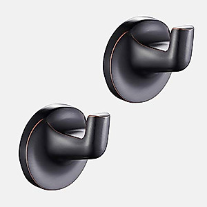 POKIM 2 Pack Oil Rubbed Bronze Towel Hook for Bathroom Modern ORB Towel Robe Hooks Wall Mounted Heavy Duty