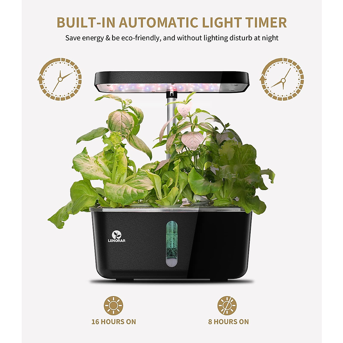 Hydroponics Growing System, 8 Pods Desktop Hydroponic Garden with Custom Spectrum LED Grow Light for Indoor Plants, Ultra-quiet Automatic Cycle Planting Herb Garden Kit with Water Pump for Home Office