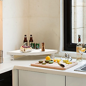 Corner Counter Wood Shelf, Rustic Pedestal Stand, Farmhouse Corner Shelves Stand, Tray Riser for Coffee Bar, Bathroom Countertop Organizer Corner, Centerpiece Display Riser for Kitchen, Bathroom