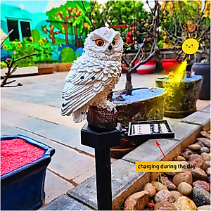 MXJIAELE Owl Gifts Solar Lights Garden for Home Decorations Owls Night Lights for Outdoor Garden Yard White Owls LED Light Stake Garden Decor(White)