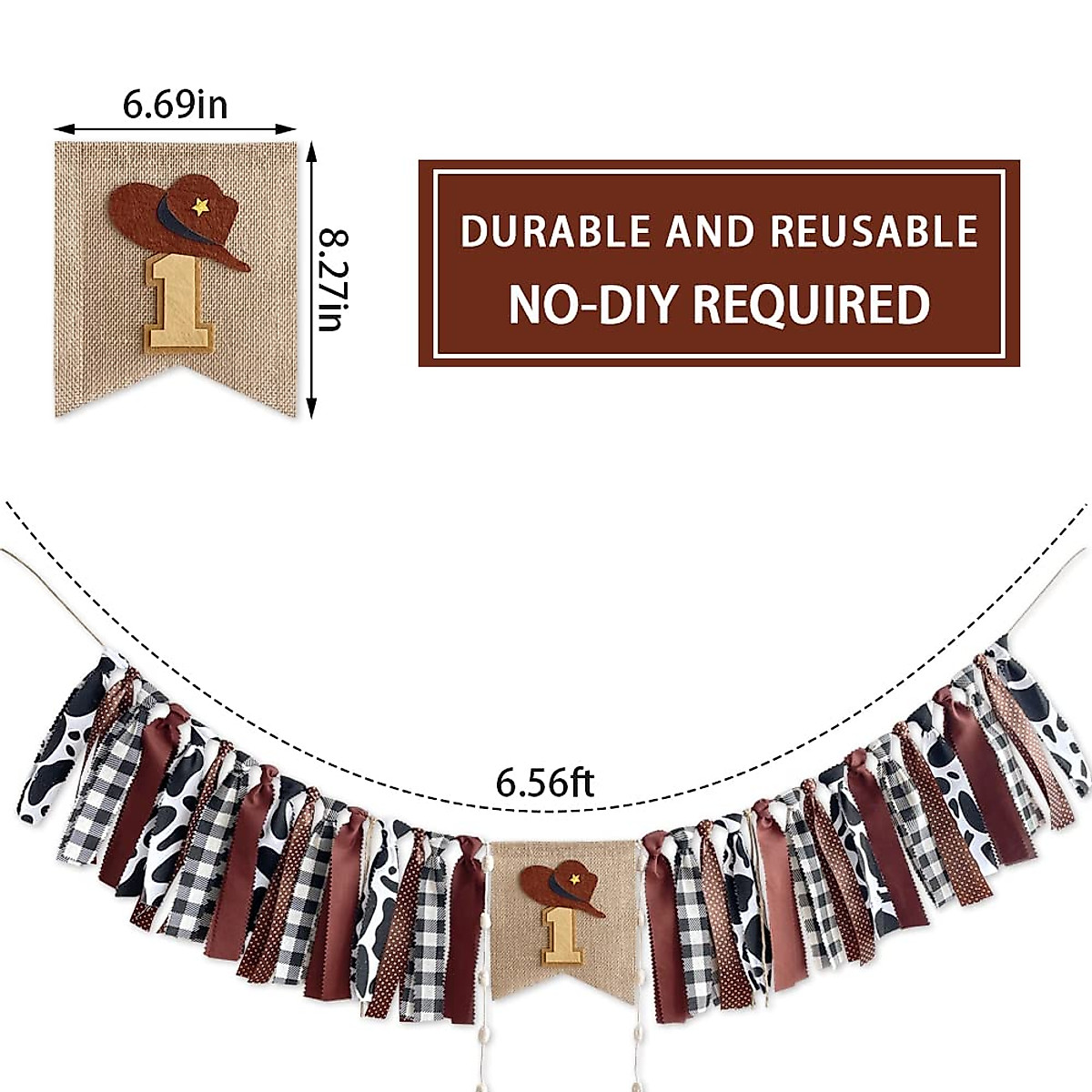 1st Birthday High Chair Banner - Cowboy Rodeo Party Decoration For Boy, Western Theme High Chair Birthday One Party Banner, Cowboy Banner Decorations, My First Rodeo Banner For Photo Booth Props