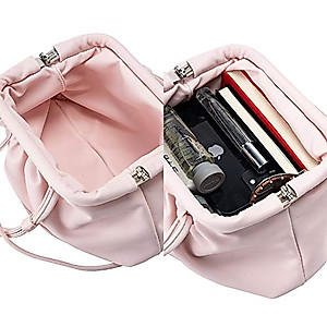 DEEPMEOW Women's Cloud Pouch Purses Dumpling Crossbody Bag - Soft Leather Fashion Ruched Detail Handbag Small Evening Bags(Pink)