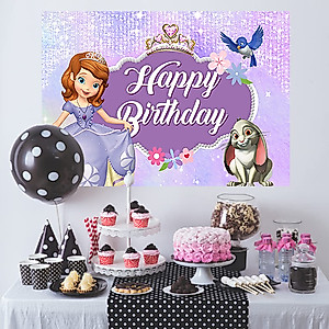 Purple Princess Backdrop for Birthday Party Supplies 5x3ft Princess Sofia Photo Backgrounds Sofia Theme Baby Shower Banner for Birthday Cake Table Decoration