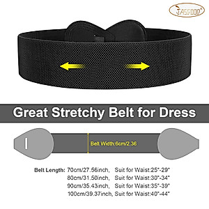 JASGOOD Women Stretchy Belt for Dresses Vintage Elastic Wide Waist Belt, D-Black+White+Brown