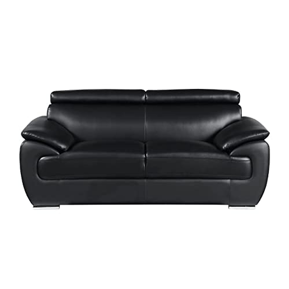 Blackjack Furniture 4571 Veal Collection Leather Upholstered Modern Living Room Chair, Loveseat, Sofa, Black