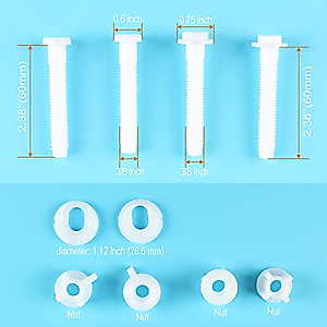 Toilet Seat Parts kit Including Screw and Nut for Top Mount Toilet Seat Hinges, Toilet Seat Screws Bolts Replacement Plastic