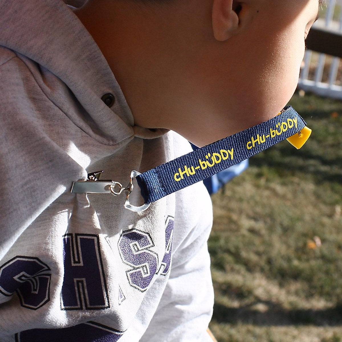 CHU-BUDDY Chubuddy Chew Holder Black Screen Print- Black Tether and Natural Strap