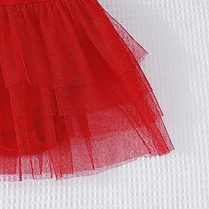 Infant Girl Tutu Dress Baby Girl Ruffle Romper Dress Toddler Girl Solid Color Skirts with Headband Summer Clothes (Red, 6-12 Months)