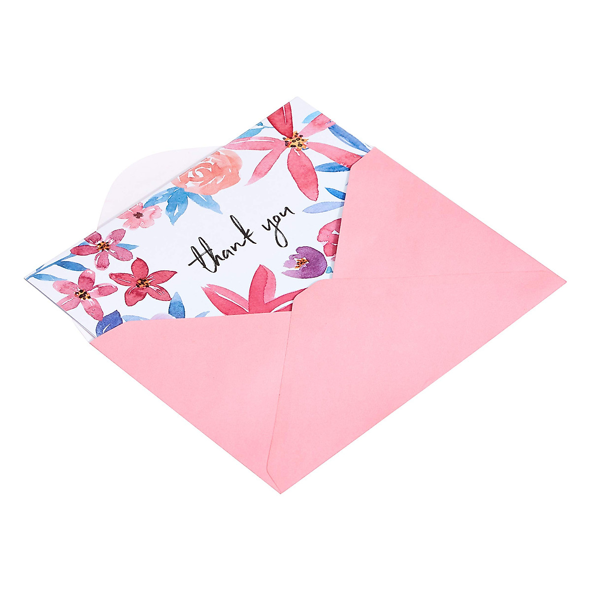 Amazon Basics Thank You Cards, Floral, 48 Cards and Envelopes