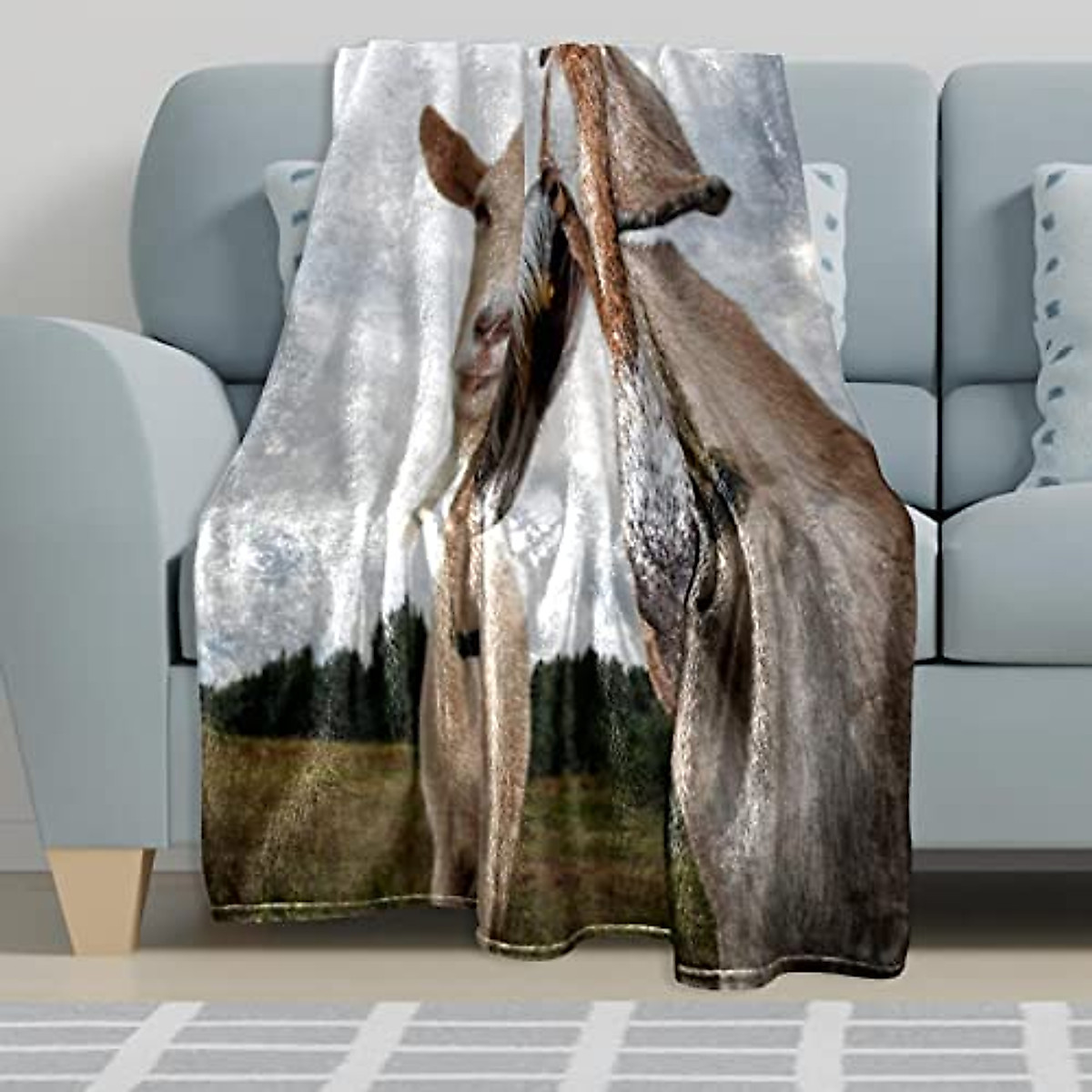 Throw Blanket Lightweight Microfiber Fleece Blanket,Goats,Soft Cozy 59.0x78.7 Bed Blankets