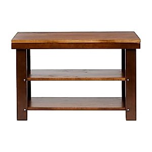 Amazon Basics Solid Pine Wood Entryway Shoe Rack Bench - Espresso