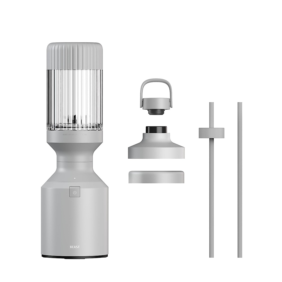 Beast Blender | Sleek Kitchen Countertop Design, Patented Blending Technology | Take Smoothies & Shakes To-Go with NEW Portable Straw Cap System (Pebble Grey)