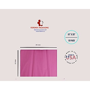 Feronia packaging Hot Pink Tissue Paper Squares, Bulk 10 Sheets, Premium Gift Wrap and Art Supplies for Birthdays, Holidays, or Presents, Large 15 Inch x 20 Inch Made in USA