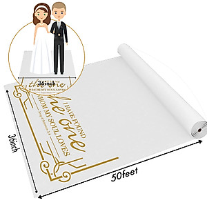 HEALON Wedding Aisle Runner White Aisle Runner Rug with Pull String for Wedding Ceremony and Party 50 x 3 ft Golden