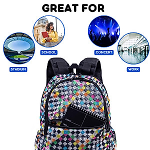 J World New York Mesh Backpack for Adults. Transparent See-Through Book-Bag for School, Beach, Swim, Gym, Checkers, 18 X 13.5 X 8.5 (H X W X D)