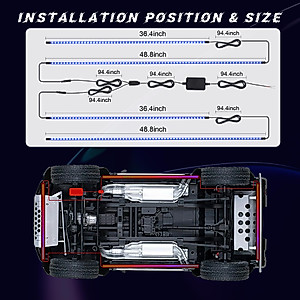 LivTee Underglow Kit for Car - Under Glow Lights with App Control, RGB LED Lights with Music & DIY Modes, 2 Line Design with 213 Flow Modes for Cars, SUVs, Trucks - Car Accessories for Men & Women