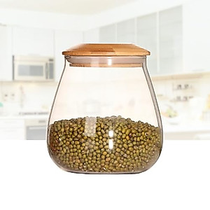 SHOWERORO Glass Storage Jars Storage Glass Jars Storage Container Candy Jars Airtight Canister Glass Canister Sugar Jars Container Glass Tea Jar Coffee Wooden Dry Clear Canning Jar