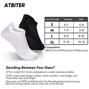 ATBITER Ankle Socks Womens and Men Thin Athletic Running Low Cut No Show Socks With Heel Tab 6/8-Pairs