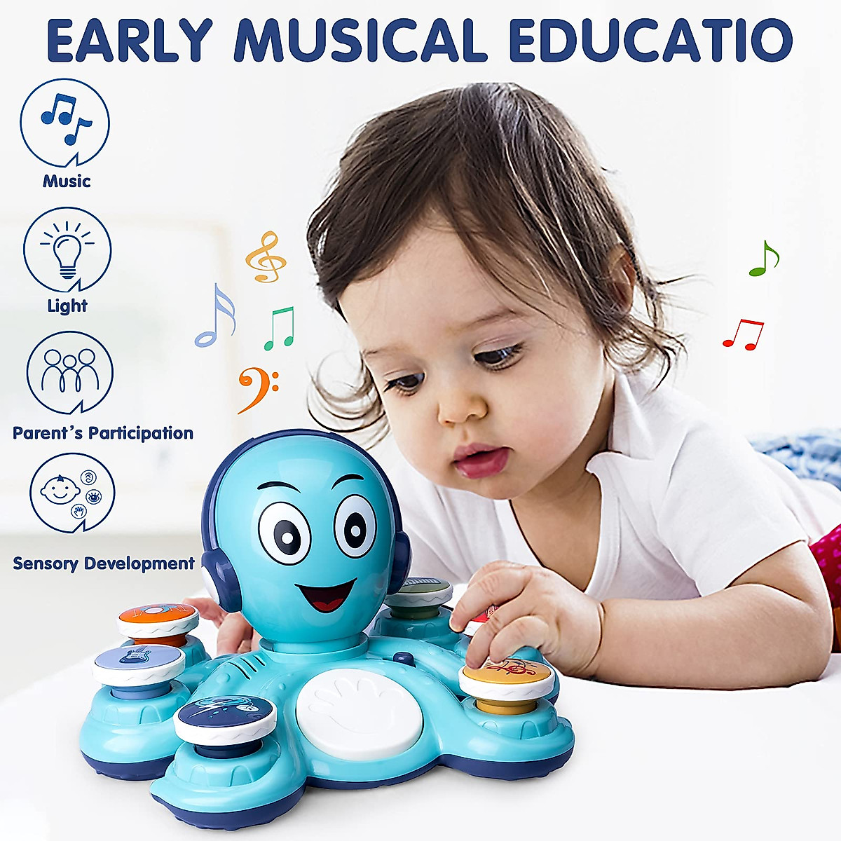 Baby Musical Toys Learning Toys for Toddlers, Octopus Music Toys, Preschooler Musical Educational Instruments Toy for Baby, Birthday Toys for Girls Boys