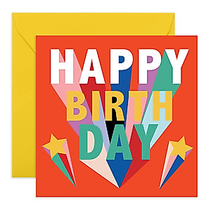 CENTRAL 23 Happy Birthday Card For Him Her Men Women - Happy Birthday Star - Birthday Greeting Cards For Mom Dad Daughter Son - Blank Card With Envelopes Comes With Fun Stickers