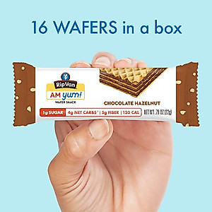 Rip Van AM YUM Chocolate Hazelnut - Keto Snacks - Non-GMO - Healthy -Low Calorie, Low Carb & Low Sugar (1g) - 16 Count