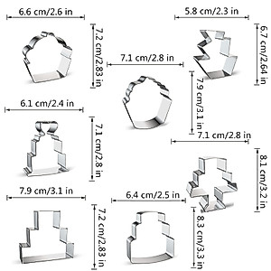 Cake Shaped Cookie Cutters Set of 7 pcs, Stainless Steel Cupcake/Birthday Cake/Wedding Cake Series Fondant Cutter Molds Baking DIY