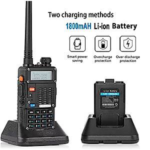 Ham Radio, BAOFENG 8W Dual Band Two Way Radio Long Range, Handheld UV5R Radio, Professional 2 Way Radios with Rechargeable Battery, Charger, Earpieces, Mic and Programming Cable (2 Pack)