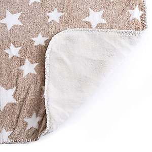 Baby Plush Blanket Security Blanket Double Layer Star Print Sherpa Coral Fleece 30x40 INCH (Camel)