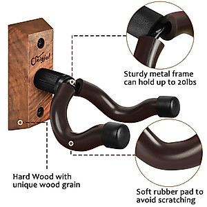 SNIGJAT Guitar Wall Mount, Hardwood Guitar Wall Hanger, 2 Pack Guitar Hanger, V-Shaped Guitar Holder Wall Mount, Guitar Accessories for Acoustic Electric Guitar Bass, Gift for Guitar Player