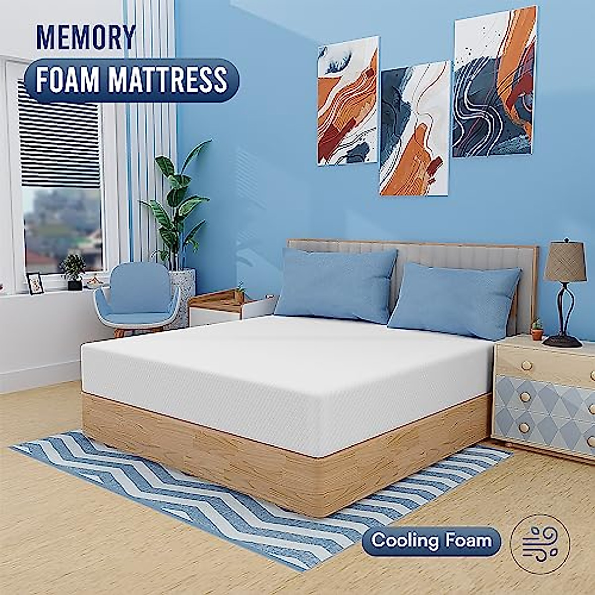 FDW 12 inch Gel Memory Foam Mattress Medium Firm Mattresses for Cool Sleep Relieving Pressure Relief CertiPUR-US Certified Mattress in a Box (King)