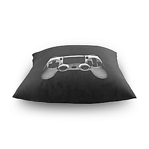 Oyihfvs Video Game Joystick Gamepad in Grey Isolated on Black Square Pillowcase Cushion Cover, Soft Breathable Bed Pillow Case Cover for Couch Home Sofa Bedroom Office Car Decor 20x20 inches