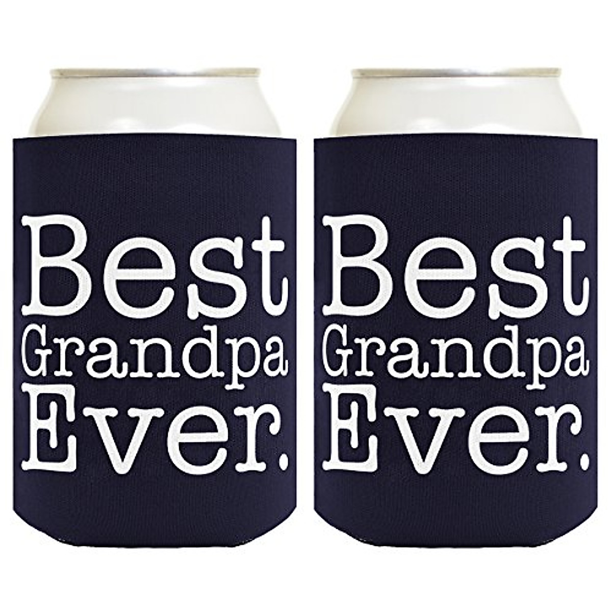 Funny Beer Coolie Best Grandpa Ever 2 Pack Can Coolies Navy