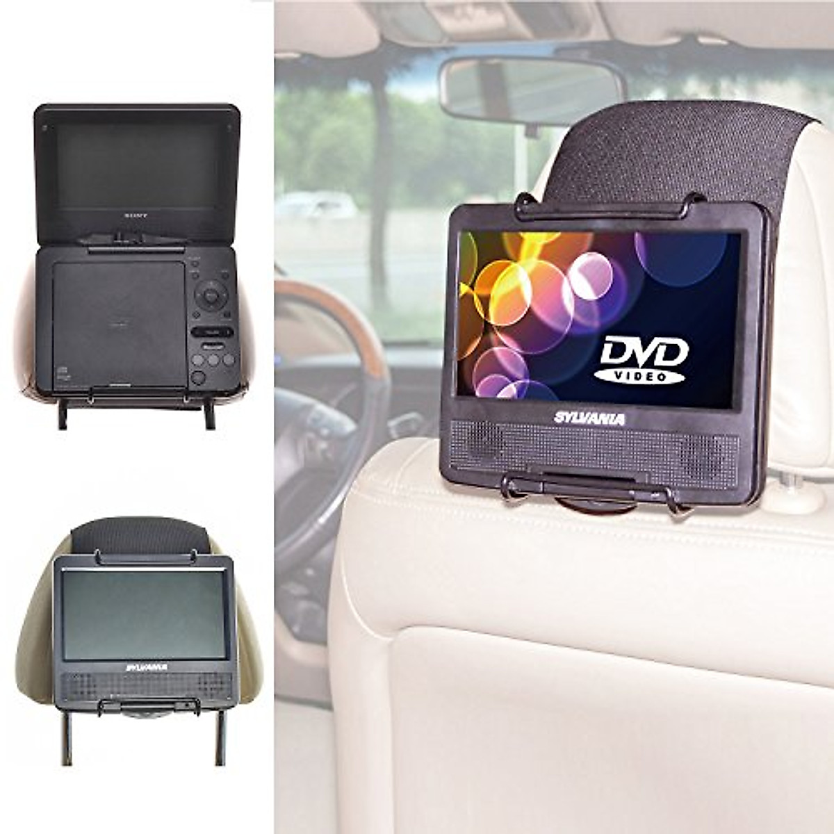 TFY Universal Car Headrest Mount Holder for Portable DVD Player