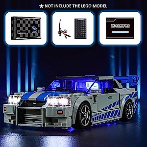 YEABRICKS LED Light for Lego-76917 Speed Fast 2 Furious Nissan Skyline GT-R Building Blocks Model (Lego Set NOT Included)