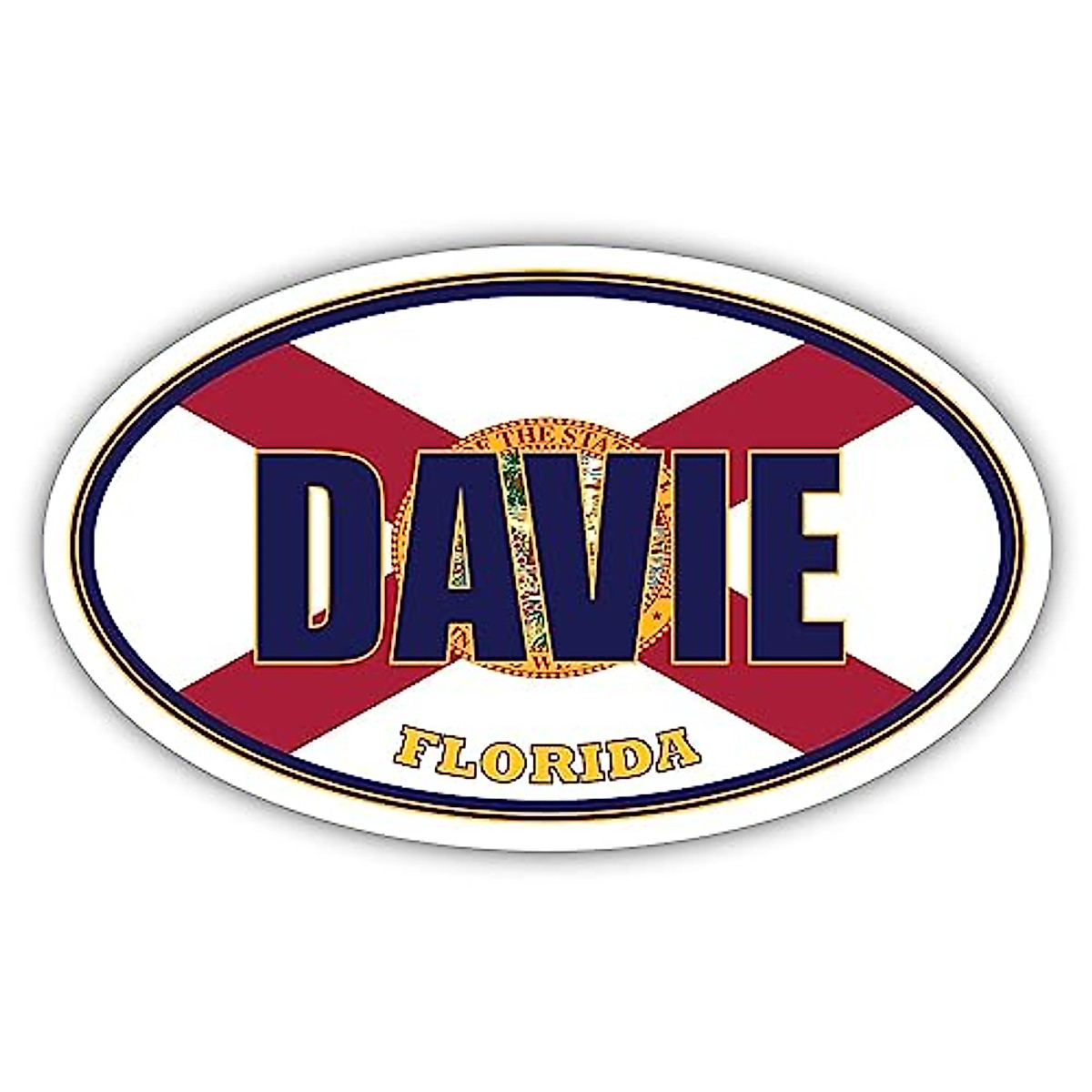 3 Pack 2x3 inches | Davie City Florida State Flag | FL Flag Broward County Oval State Colors Construction Toolbox, Hardhat, Lunchbox, Helmet, Mechanic, Luggage