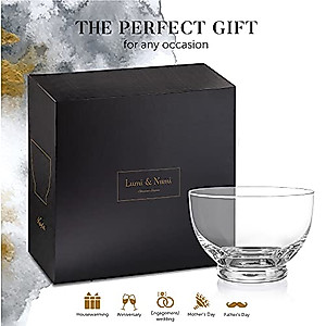Hand Blown Glass Dessert Bowls – Set Of 4 Crystal Dessert Cups and Gold-Plated Spoons – Lead-free Ice Cream Bowls for Appetizers, Condiments and Cocktails by Lumi & Numi, 12 oz.