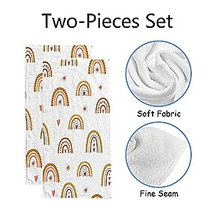 ZKLZI Hand Towels 2 Pack Cartoon Cute Rainbow Orange Towel for Bathroom Comfortable Skin-Friendly Spa Kitchen Hotel Bath Gym Running 30X15 Inch