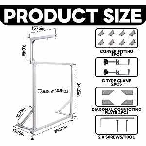 tonchean Tufting Frame for Rug Making 35.5x35.5 Inch Metal Rug Tufting Kit Tufting Supplies Carpet Making Kit Tufting Cloth Stand for Rug Making
