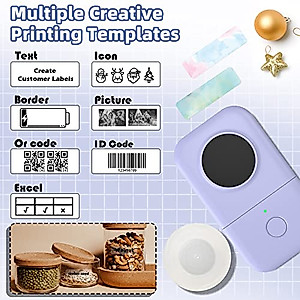 Memoqueen D30 Label Maker Thermal Mini Label Printer-Bluetooth Portable Label Maker Machine with Tape,Labeler Compatible with Phomemo D30 iOS&Android, Easy to Use for Home Office Organization,Purple