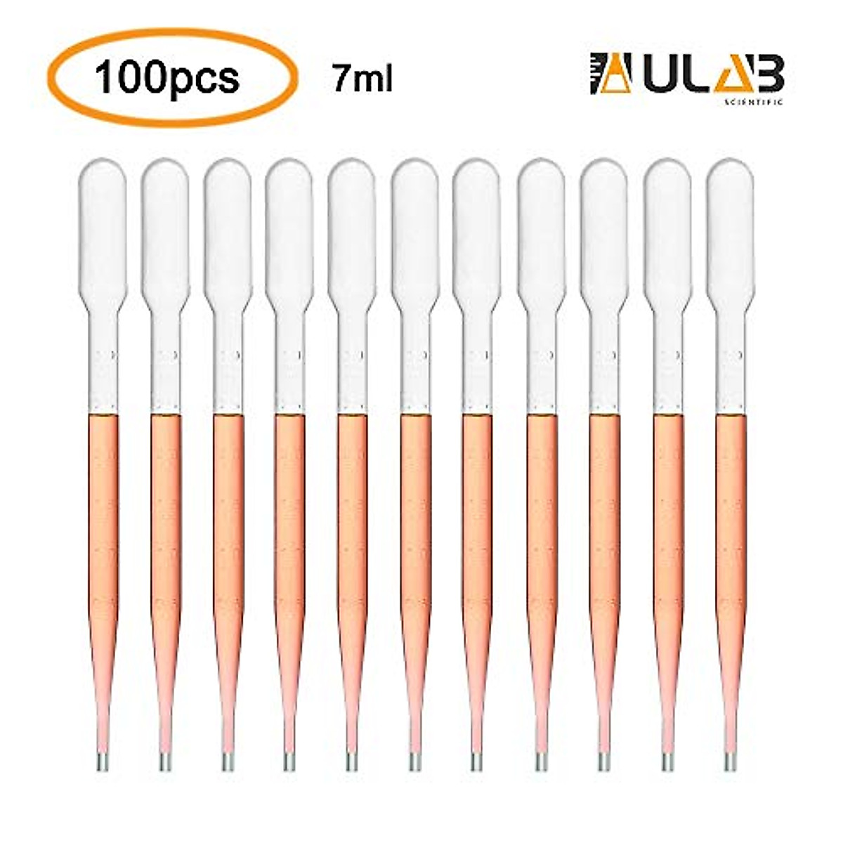 ULAB Scientific LDPE Transfer Pipette, Vol. 7ml, 3ml Graduated, 0.5ml Graduation 155mm, Pack of 100, UTP1002