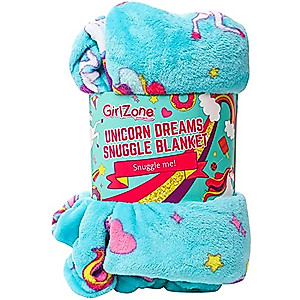 GirlZone Unicorn Fleece Blankets for Girls, Large Fluffy Blankets for Teen Girls with Cute Unicorn and Mermaid Designs, Great Unicorn Gift Ideas for Girls